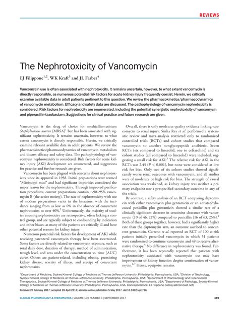 Pdf The Nephrotoxicity Of Vancomycin