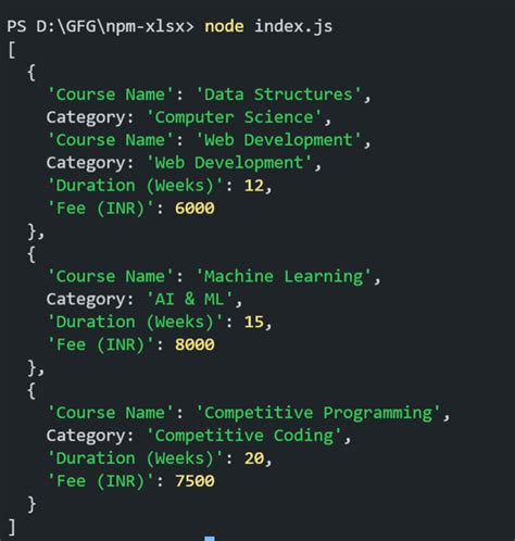 Npm Xlsx Geeksforgeeks