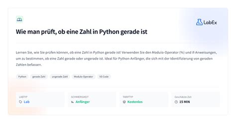 Wie Man Prüft Ob Eine Zahl In Python Gerade Ist Labex