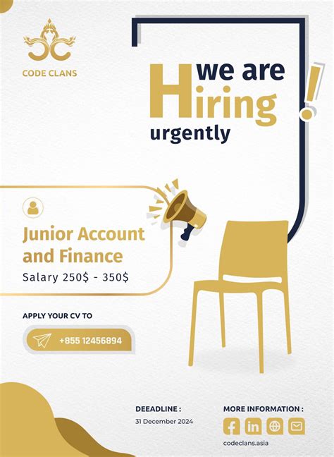 Code Clans ស្វែងរកបេក្ខជនផ្នែកបច្ចេកវិទ្យាដើម្បីបំពេញ ការងារដូចខាងក្រោម 👉 Jr Account And