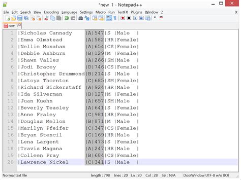 Notepad Spreadsheet With Edit Columns In Notepad With Textfx Plugin