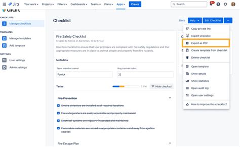 Exporting Pdfs Files Of Checklists 🚀 Checklists For Atlassian Jira And Confluence