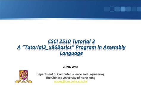 Ppt Csci 2510 Tutorial 3 A Tutorial3x86basics” Program In Assembly Language Powerpoint