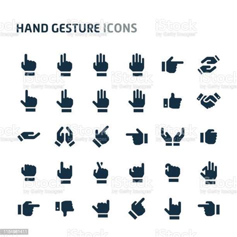 손 제스처 벡터 아이콘 세트입니다 Fillio 블랙 아이콘 시리즈 아이콘에 대한 스톡 벡터 아트 및 기타 이미지 아이콘 가리키기 가위 Istock