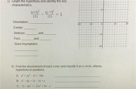 solved 1 graph the hyperbola and identify the key