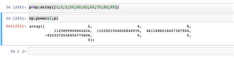 Python Numpy Power Function Output For 2 To The Power 63 Data