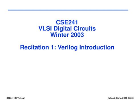 Ppt Cse241 Vlsi Digital Circuits Winter 2003 Recitation 1 Verilog