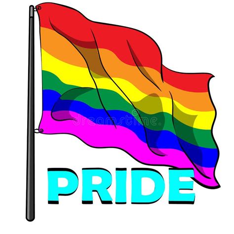 Waving Rainbow Flag And Pink Lambda Symbol For Gay Pride Vector Illustration Stock Vector