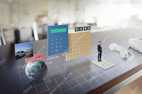 그래픽이미지 합성 4차산업혁명 산업혁명 홀로그램 증강현실 기술 비즈니스 비즈니스미팅 미팅 사무실 책상