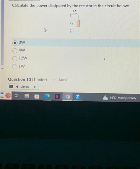 Solved Calculate The Power Dissipated By The Resistor In The Chegg