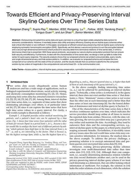 Towards Efficient And Privacy Preserving Interval Skyline Queries Over Time Series Data Pdf
