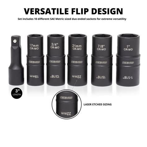 Neiko 02287b 12 Inch Drive Impact Socket Set 6 Pc Impact Flip Socket Neiko®