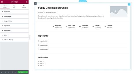 How To Create A Recipe Section Using Elementor