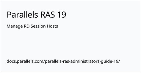 Manage Rd Session Hosts Parallels Ras 19