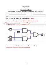 Lab AnswerKey Pdf CSE EEE Lab Answer Sheet Multiplexers Decoders And The Arithmetic And