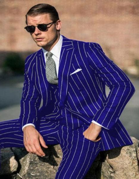 34 Royal Blue Pinstripe Suit Gangster Suit 1920s Suit