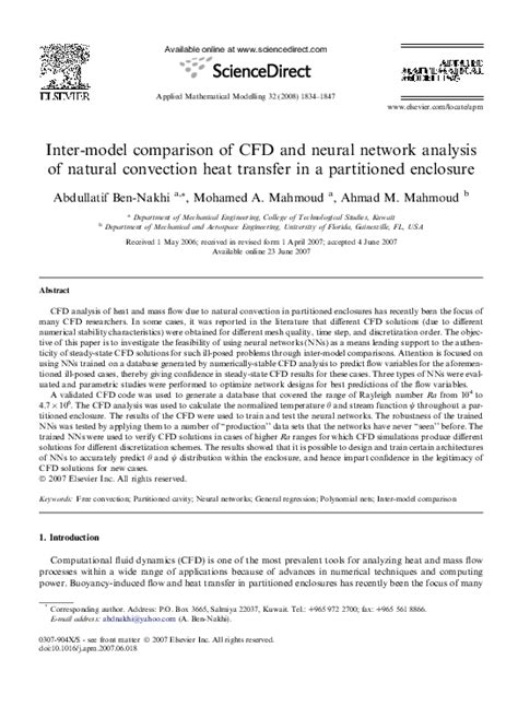 Pdf Inter Model Comparison Of Cfd And Neural Network Analysis Of Natural Convection Heat