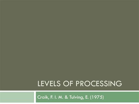 Levels Of Processingpdf Lecture Notes Design Docsity