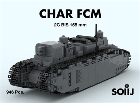Lego Moc Char Fcm 2c Bis 155 Mm French Heavy Tank 1 35 By Soiij Rebrickable Build With Lego