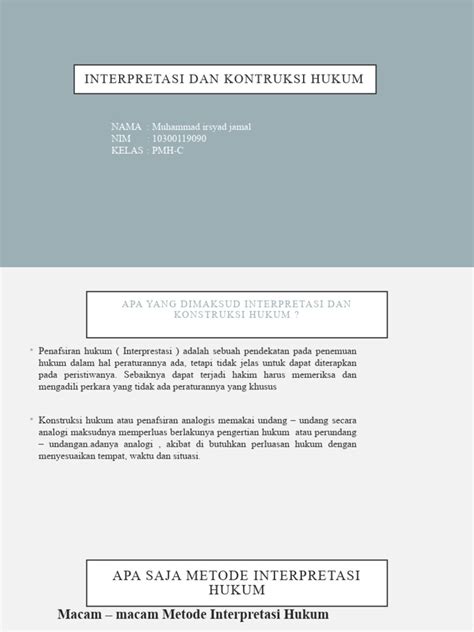 Interpretasi Dan Kontruksi Hukum Muhammad Irsyad Jamal 1 Pdf