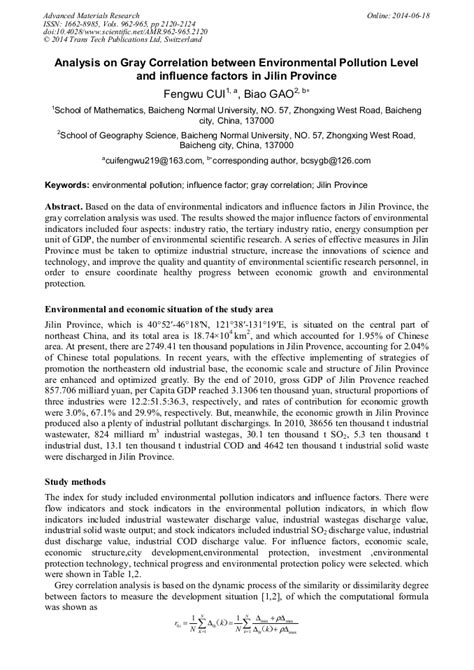 Analysis On Gray Correlation Between Environmental Pollution Level And