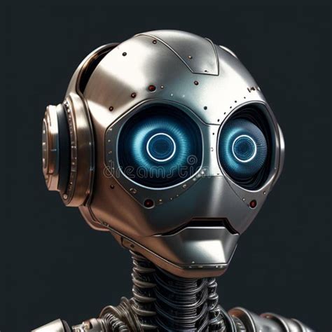 Ai Generated Robotic Figure With Blue Eyes Stock Illustration