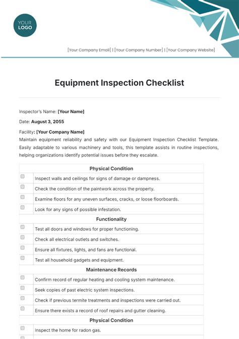 Free Machine Inspection Checklist Template To Edit Online