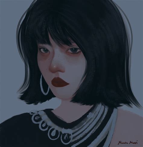 Иллюстрация Девушка с каре в стиле 2d компьютерная графика