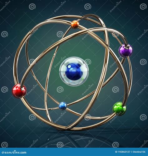 Fictitious Atom Model With Core And Orbiting Spheres 3d Illustration Stock Illustration