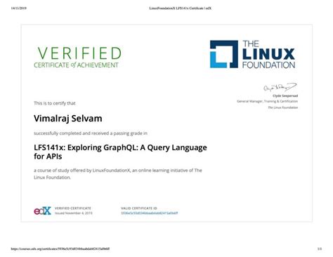 Vimalraj Selvam On Linkedin Finally Certified By The Linux Foundation