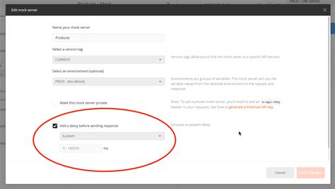 mock api servers adding standard and custom delays postman