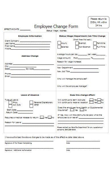 FREE 50 Employee Change Forms Download How To Create Guide Tips
