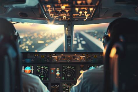 Premium Photo Two Pilots In The Cockpit Of A Plane Suitable For Aviation Concepts