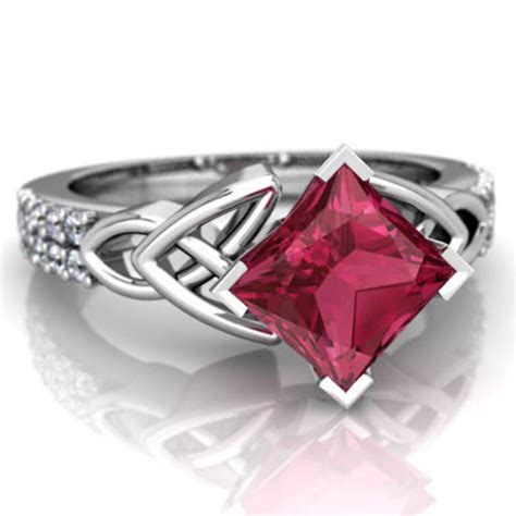 Genuine Lab Grown Ruby Ring Ruby Engagement Rings Princess Etsy Uk