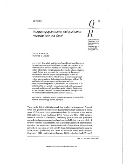 Bryman2006integratingmethodshowitisdone Pdf