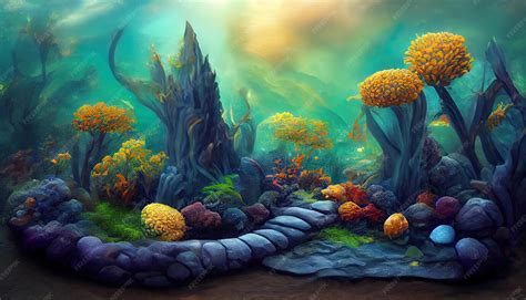 Premium Photo Exceptional 3d Art Magical Fantasy Underwater Landscape