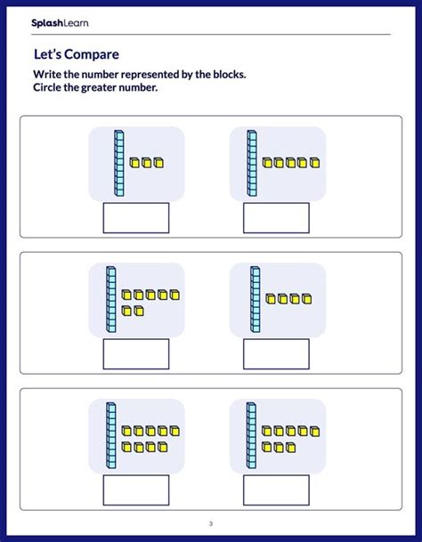 Year 1 Maths Compare Numbers Worksheets Free Printable Age 5 6 Splashlearn