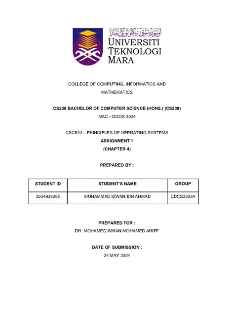 Assignment 1 CSC520 Chapter 4 COLLEGE OF COMPUTING INFORMATICS AND