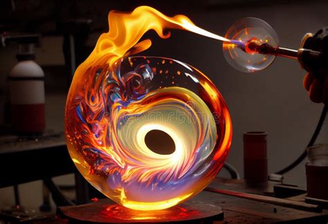 Glass Blower Forming Beautiful Piece Of Glass A Glass Crafter Is