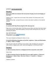SAP Navigation Docx ACTIVITY SAP NAVIGATION Exercise What Is The Difference Between