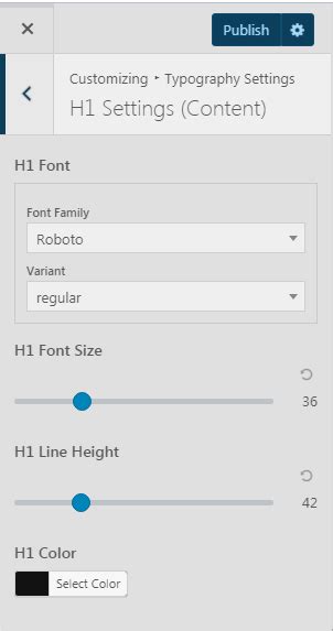 how to configure typography settings prosys themes documentations