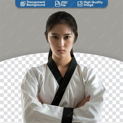 Premium Psd Rendering Of A Woman Warrior In Uniform Taekwondo Judo Jiu Jitsu Karate