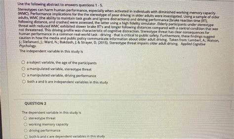 solved use the following abstract to answers questions 1