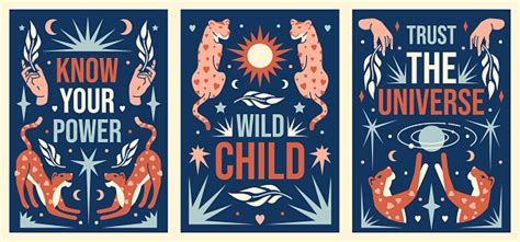 Boho Celestial Vector Prints And Posters With Cheetah Sun Moon Stars