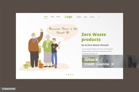 그들의 손자와 행복 한 조부모의 벡터 그림 손을 흔들며 위의 연설 거품제로 제로 폐기물을 들고 동기 부여 생태 제로 폐기물 견적 0에 대한 스톡 벡터 아트 및 기타 이미지