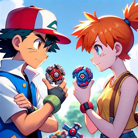 Ash And Misty Playing Beyblade By Maruku24 On Deviantart
