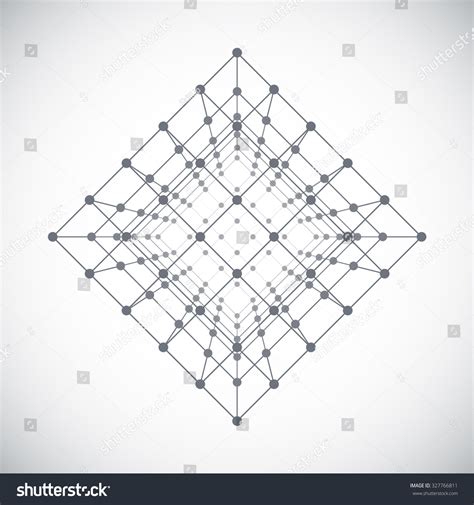 wireframe mesh cube connected dots lines stock vector royalty free