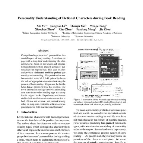 Personality Understanding Of Fictional Characters During Book Reading Acl Anthology