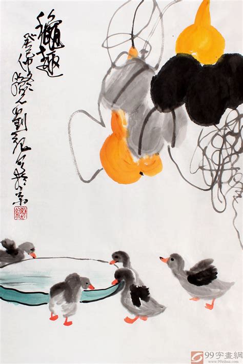 葫芦国画 画葫芦条幅 齐白石画葫芦 大山谷图库