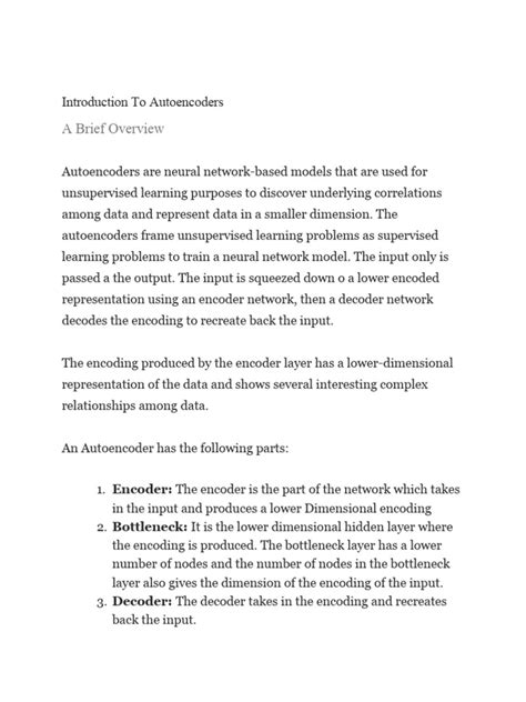Introduction To Autoencoders A Brief Overview Pdf Principal